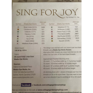 Sing for Joy Chart - Cottage Garden Designs - Northgate Needlecraft
